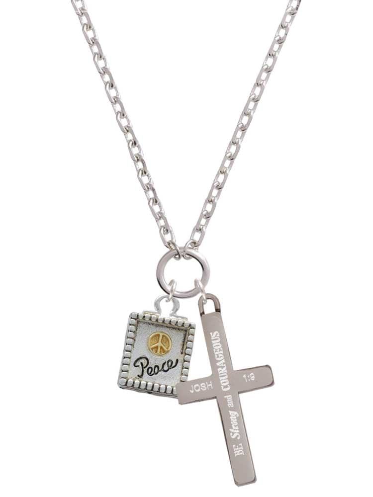 Delight Jewelry Two-tone Shadow Box ''Peace'' with Peace Sign Be Strong ...