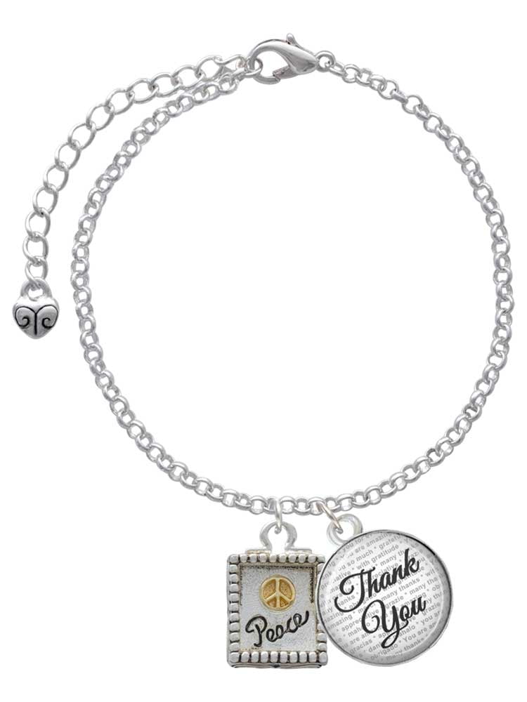 Delight Jewelry Two-tone Shadow Box ''Peace'' with Peace Sign - Domed ...