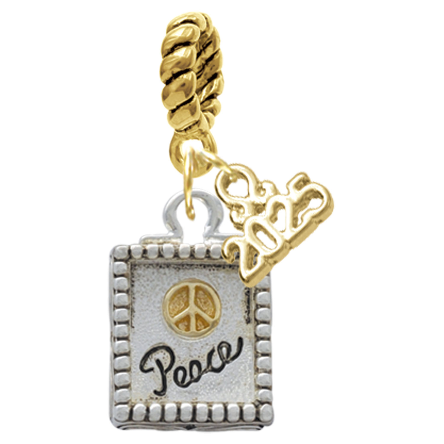 Delight Jewelry Two-tone Shadow Box ''Peace'' with Peace Sign - Gold ...