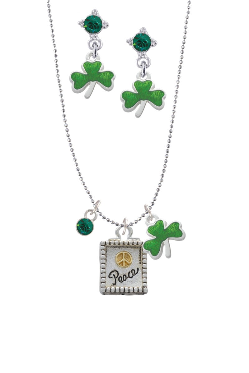 Delight Jewelry Two-tone Shadow Box ''Peace'' with Peace Sign Green ...