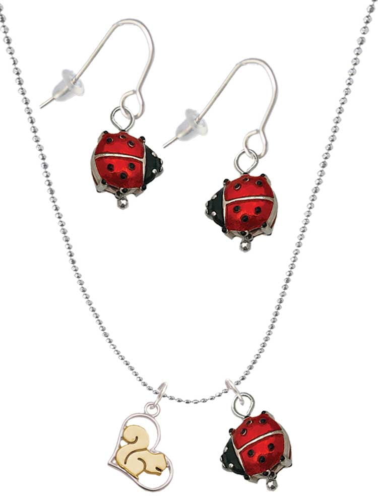 Delight Jewelry Two-tone Squirrel in Heart - Red Lucky Ladybug Necklace ...