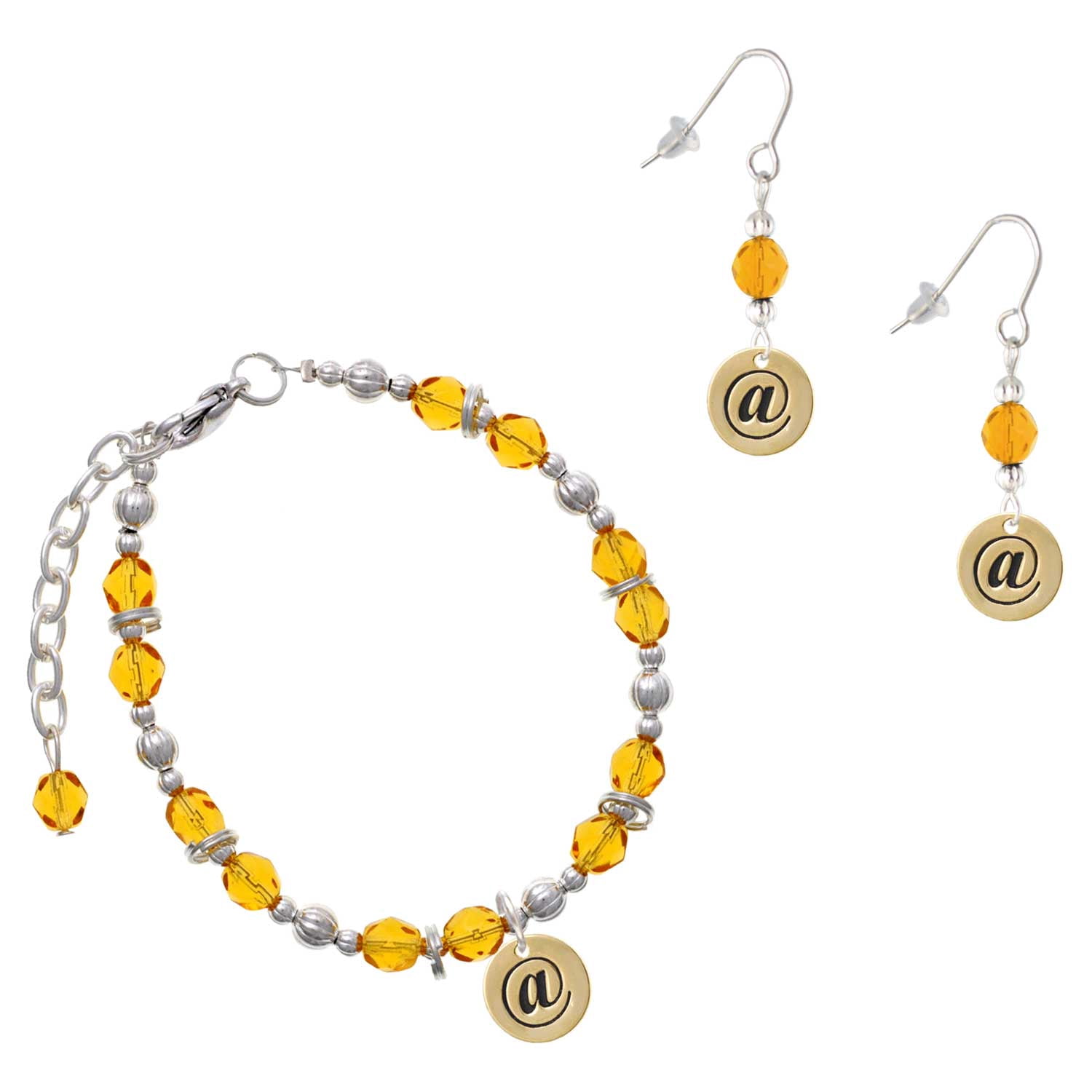 Delight Jewelry Yellow Beaded Bracelet and Earring Set, featuring Gold ...