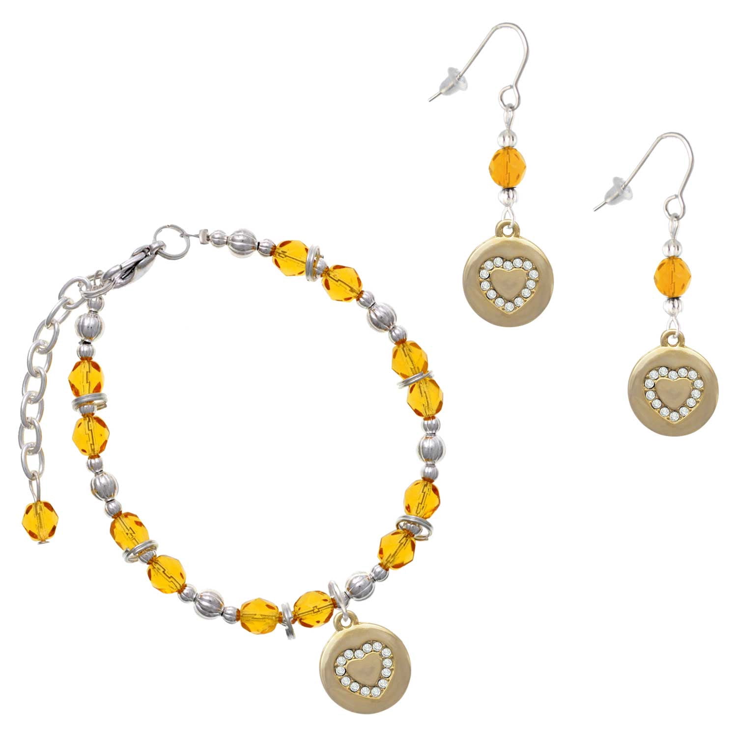 Delight Jewelry Yellow Beaded Bracelet and Earring Set, featuring Gold ...