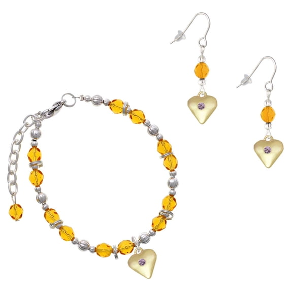 Delight Jewelry Yellow Beaded Bracelet and Earring Set, featuring Gold ...
