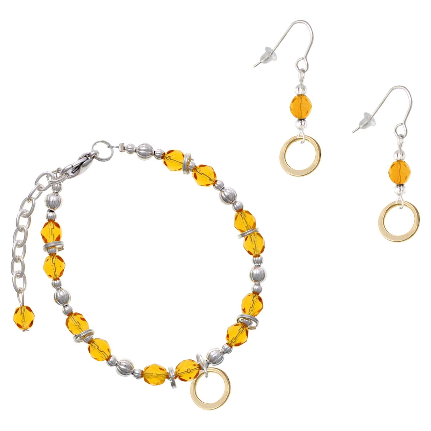 Delight Jewelry Yellow Beaded Bracelet and Earring Set, featuring Gold ...