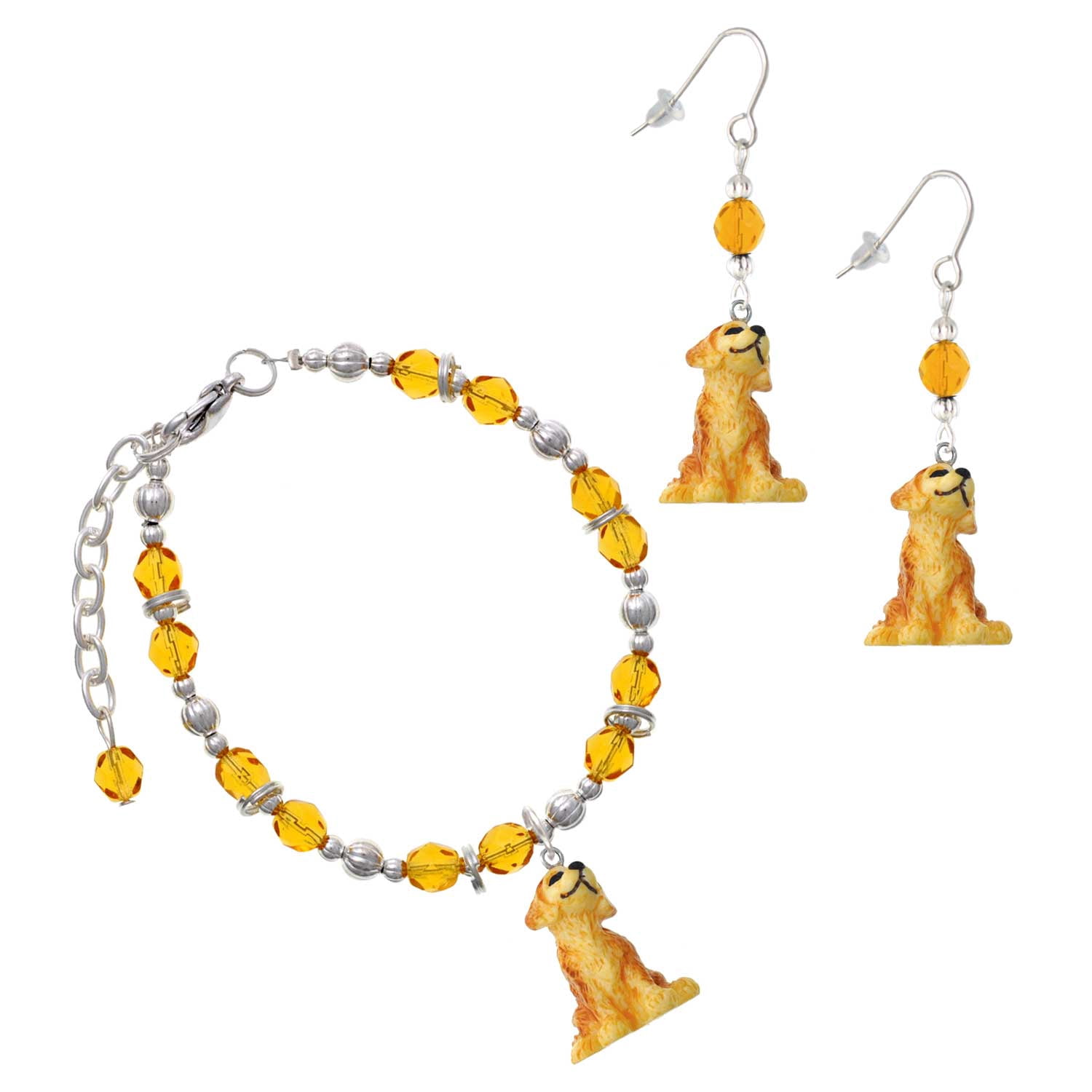 Delight Jewelry Yellow Beaded Bracelet and Earring Set, featuring Resin ...