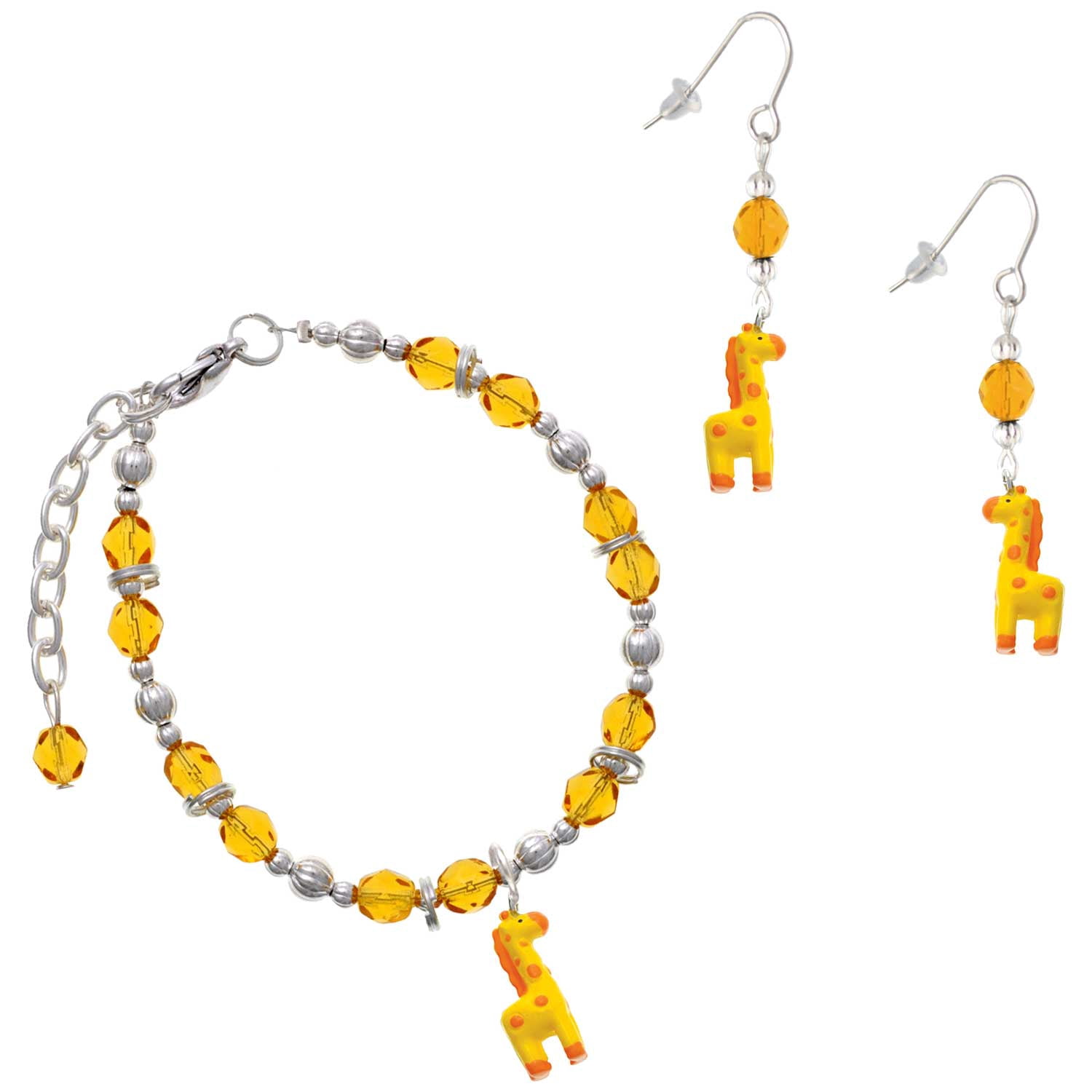 Delight Jewelry Yellow Beaded Bracelet and Earring Set, featuring Resin ...