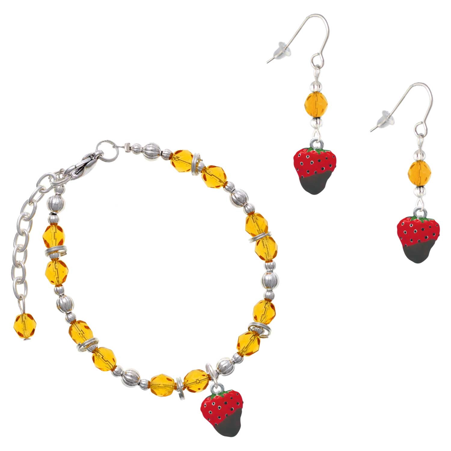 Delight Jewelry Yellow Beaded Bracelet and Earring Set, featuring ...