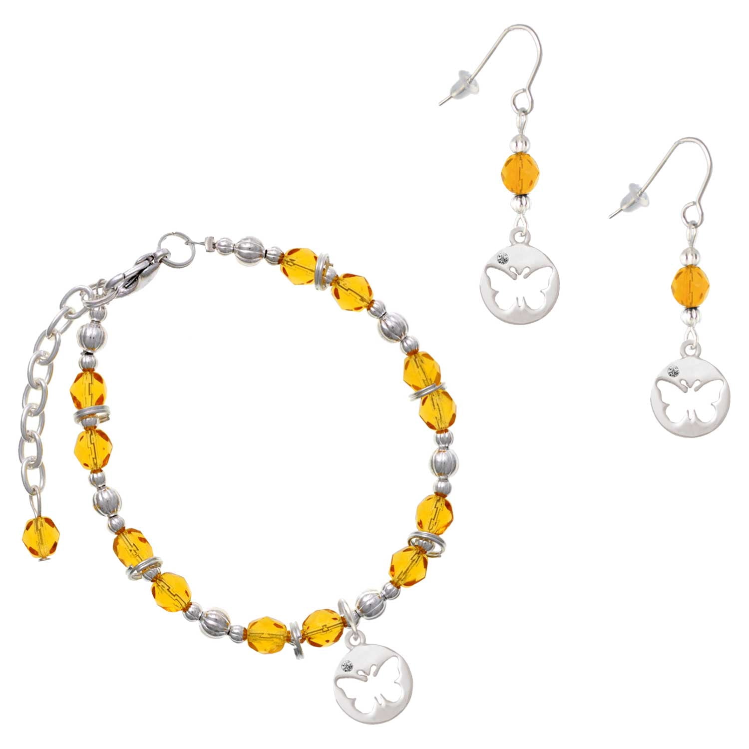 Delight Jewelry Yellow Beaded Bracelet and Earring Set, featuring ...
