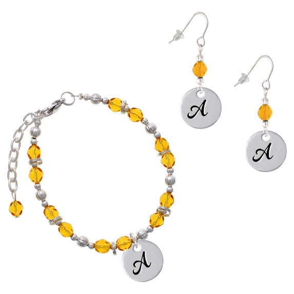 Delight Jewelry Yellow Beaded Bracelet and Earring Set, featuring ...