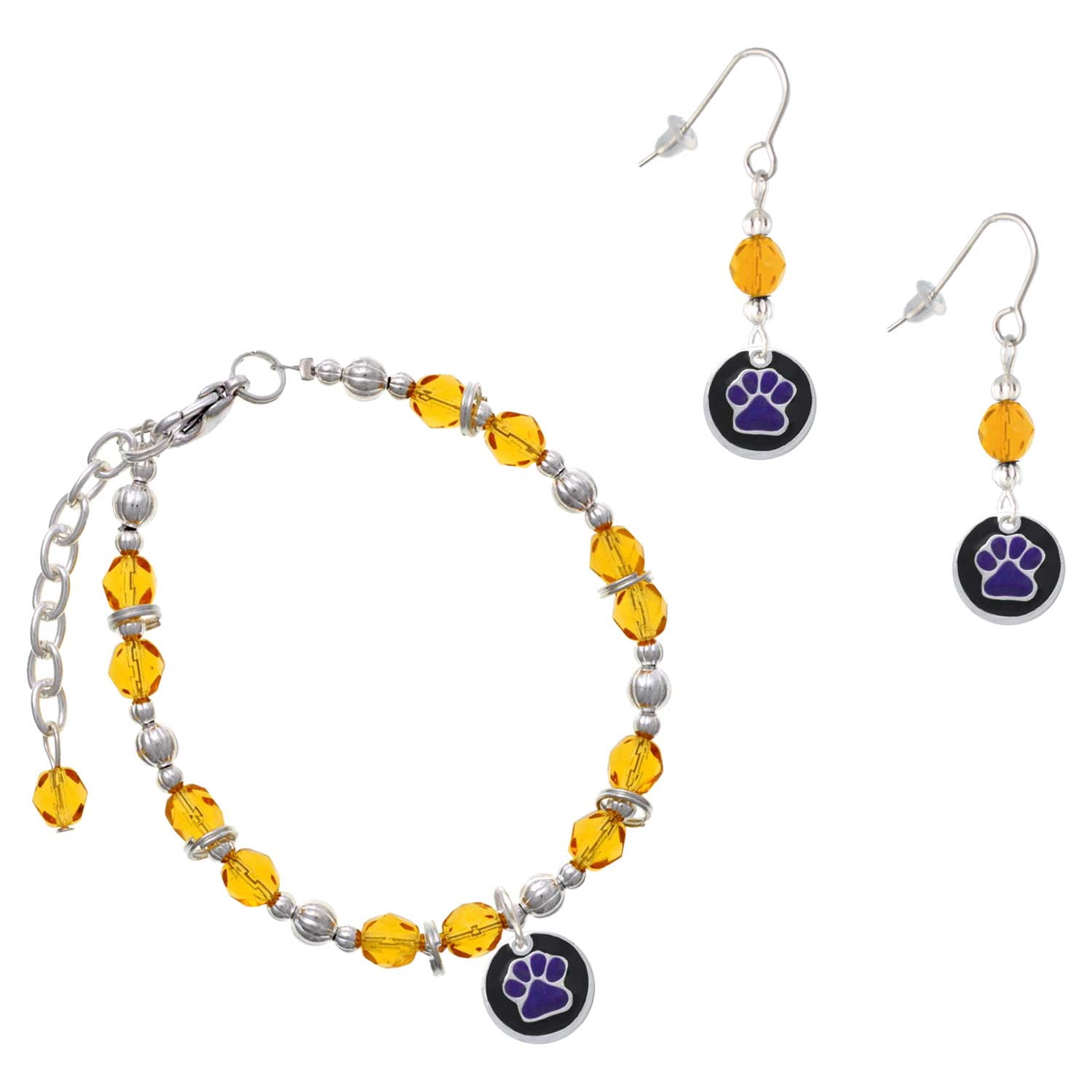 Delight Jewelry Yellow Beaded Bracelet and Earring Set, featuring ...