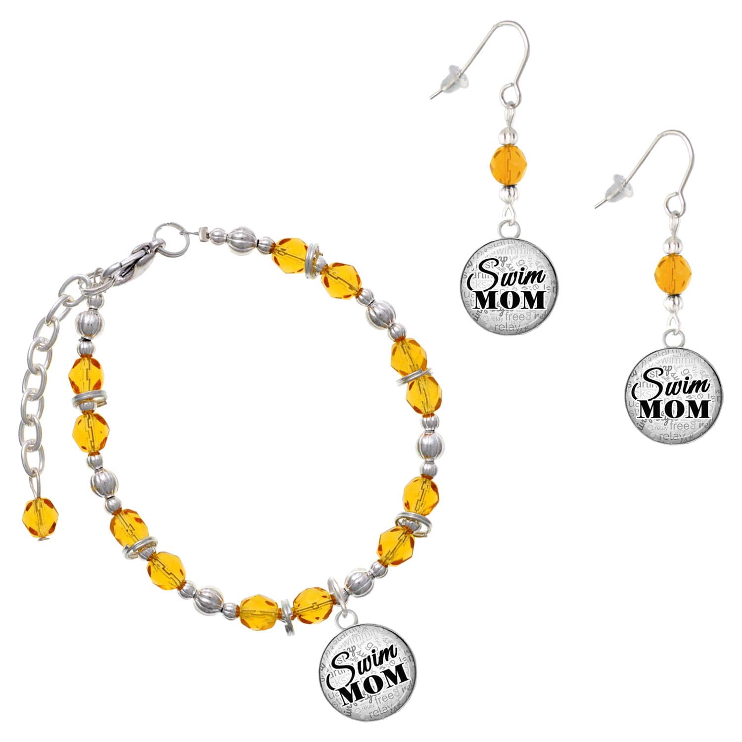 Delight Jewelry Yellow Beaded Bracelet and Earring Set, featuring ...
