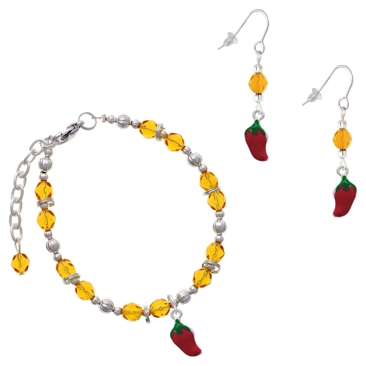 Delight Jewelry Yellow Beaded Bracelet and Earring Set, featuring ...