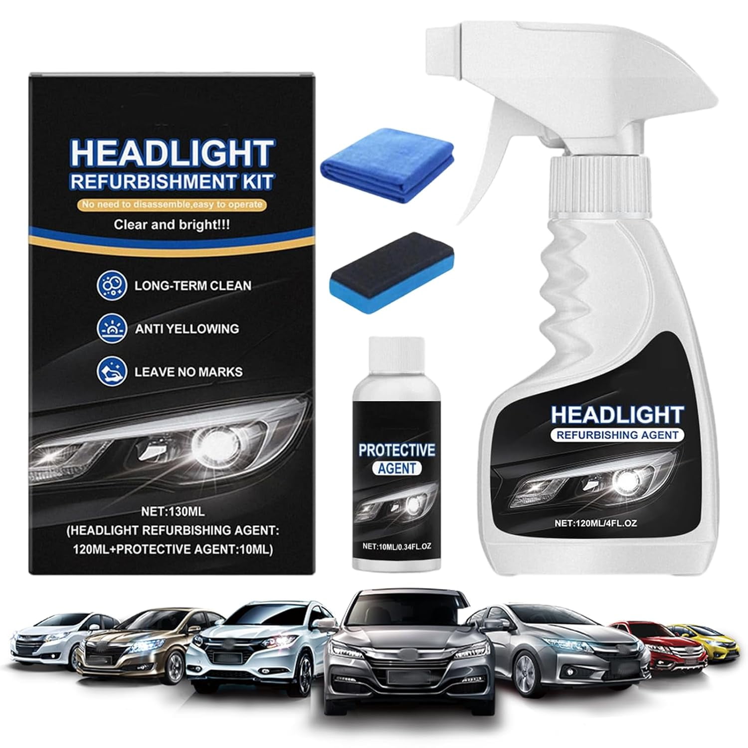Delighteal Automotive Headlamp Restoration Fluid Kit, Q4 Restoration ...