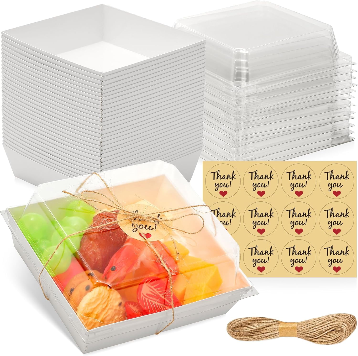 Delightful 50 Pack Small Charcuterie Boxes with Clear Lids - To Go ...