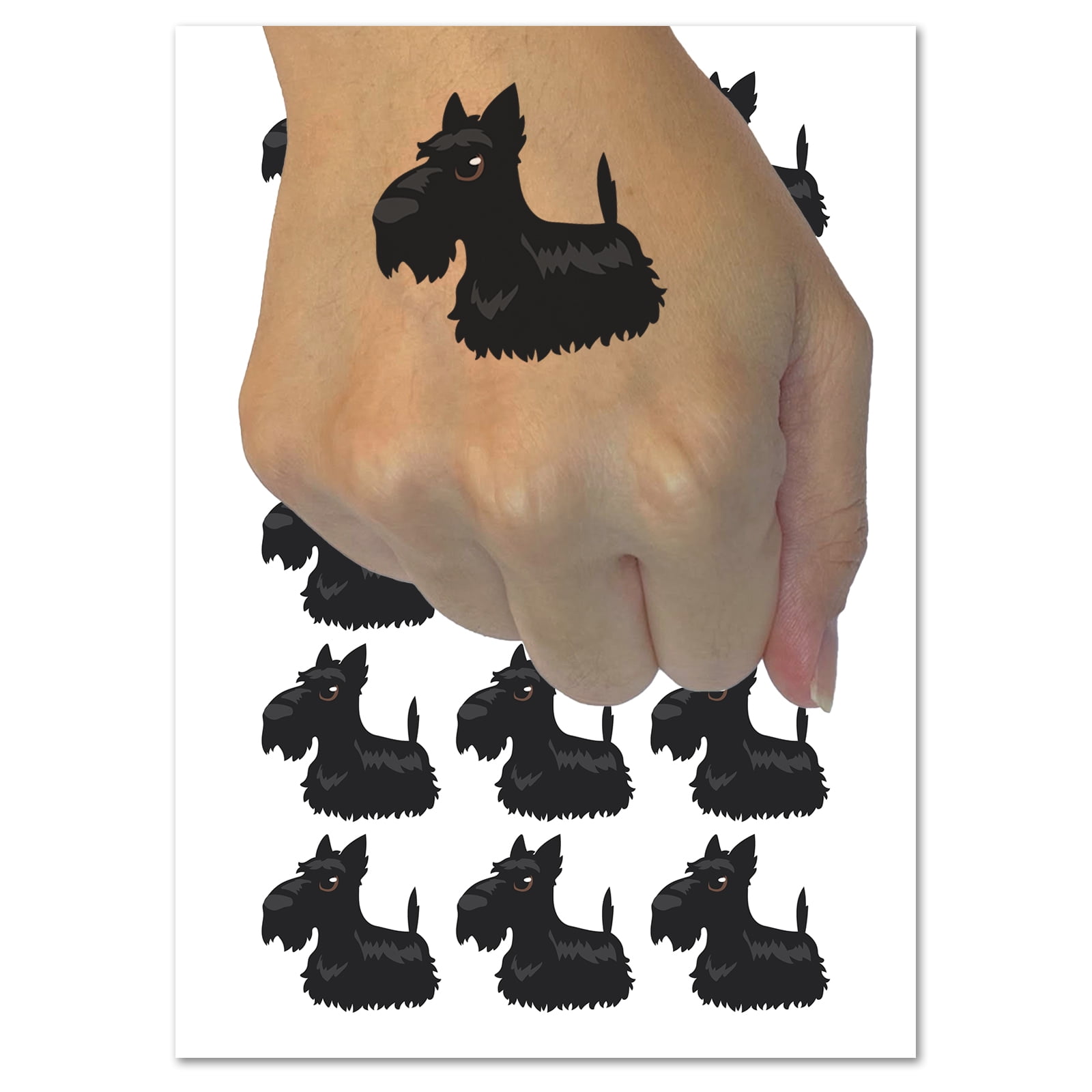 Delightful Cartoon Scottish Terrier Water Resistant Temporary Tattoo ...
