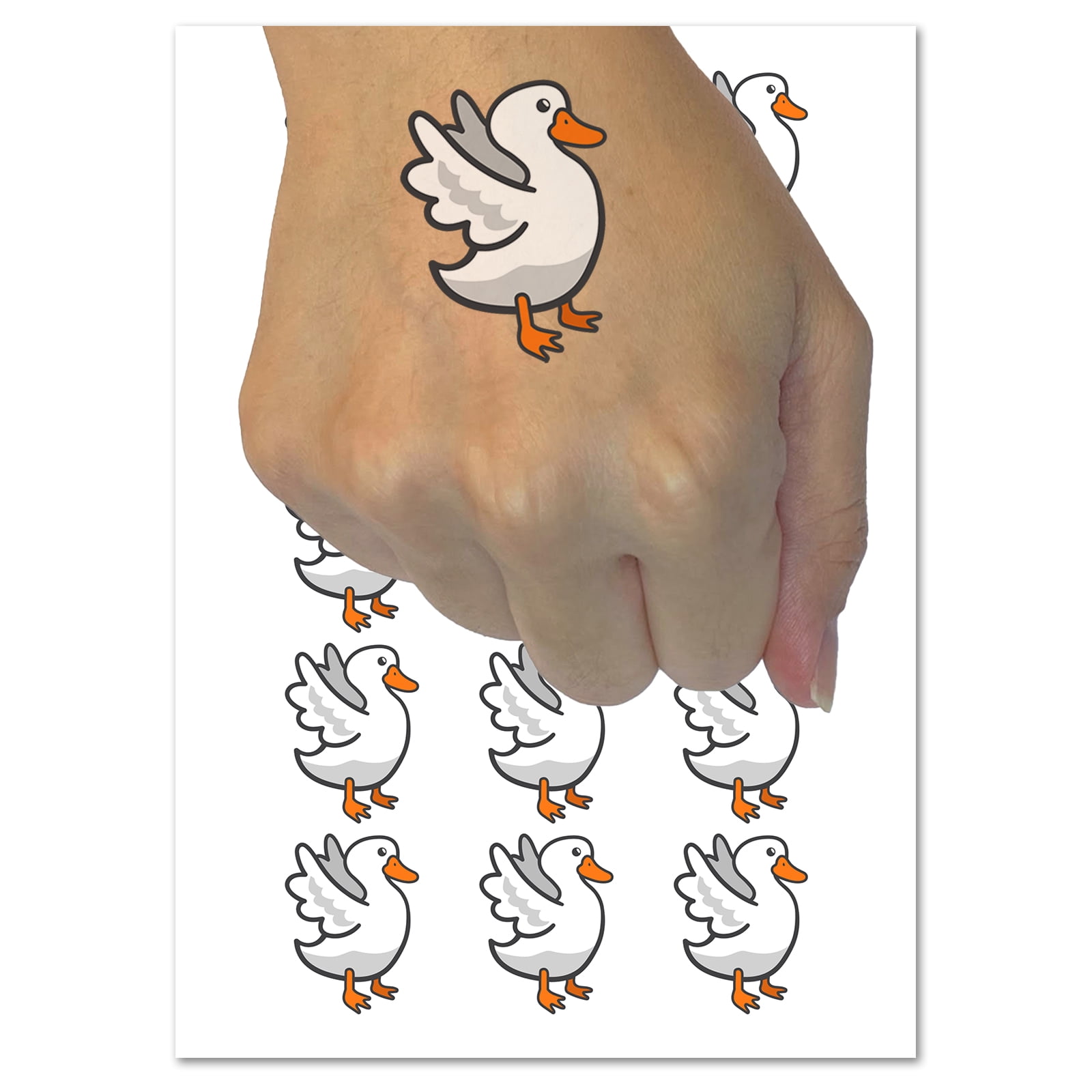 Delightful Duck Flapping Wings Water Resistant Temporary Tattoo Set ...