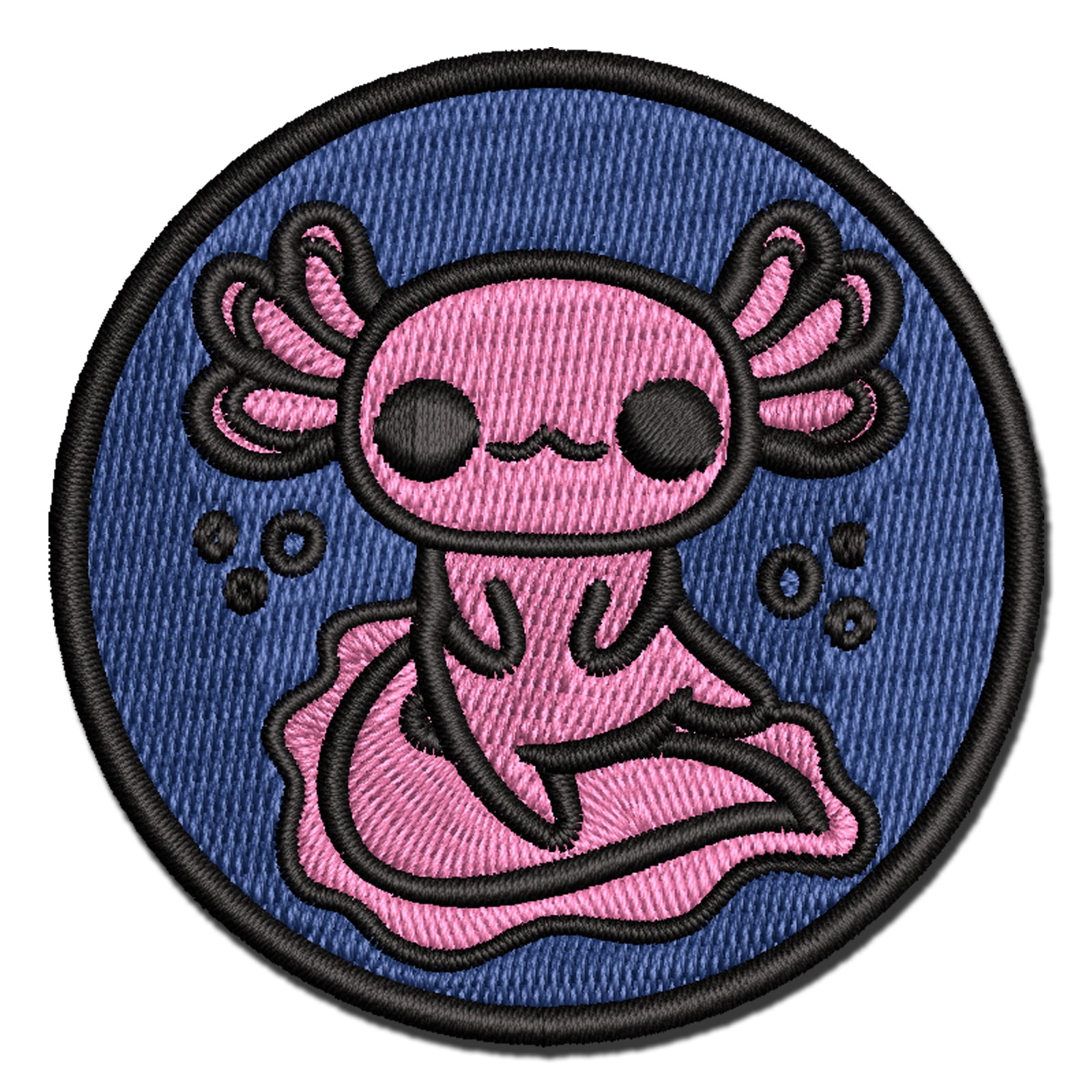 Delightful Kawaii Chibi Axolotl Applique Multi-Color Embroidered Hook ...