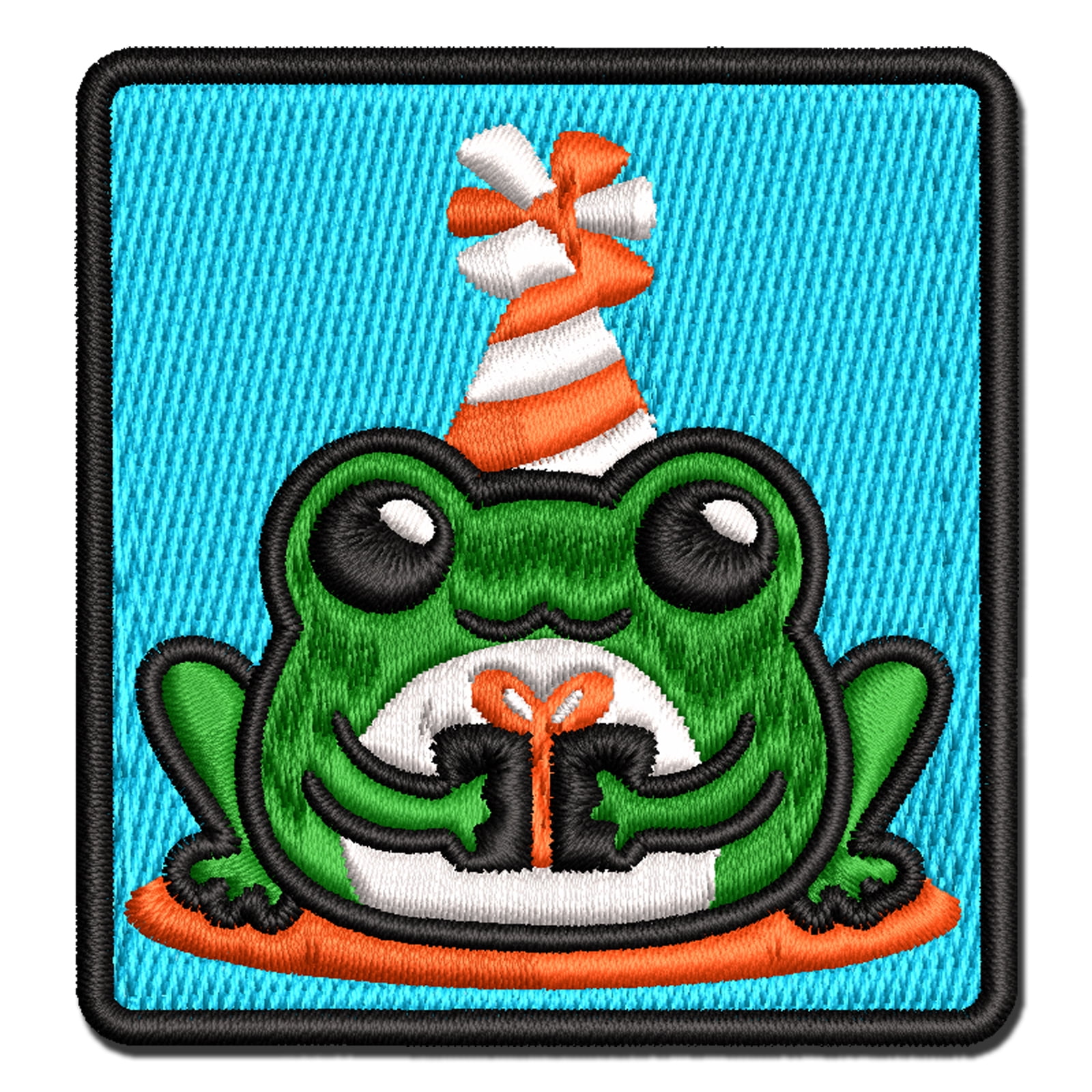Delightful Kawaii Chibi Birthday Frog Toad Holding Gift Applique Multi ...