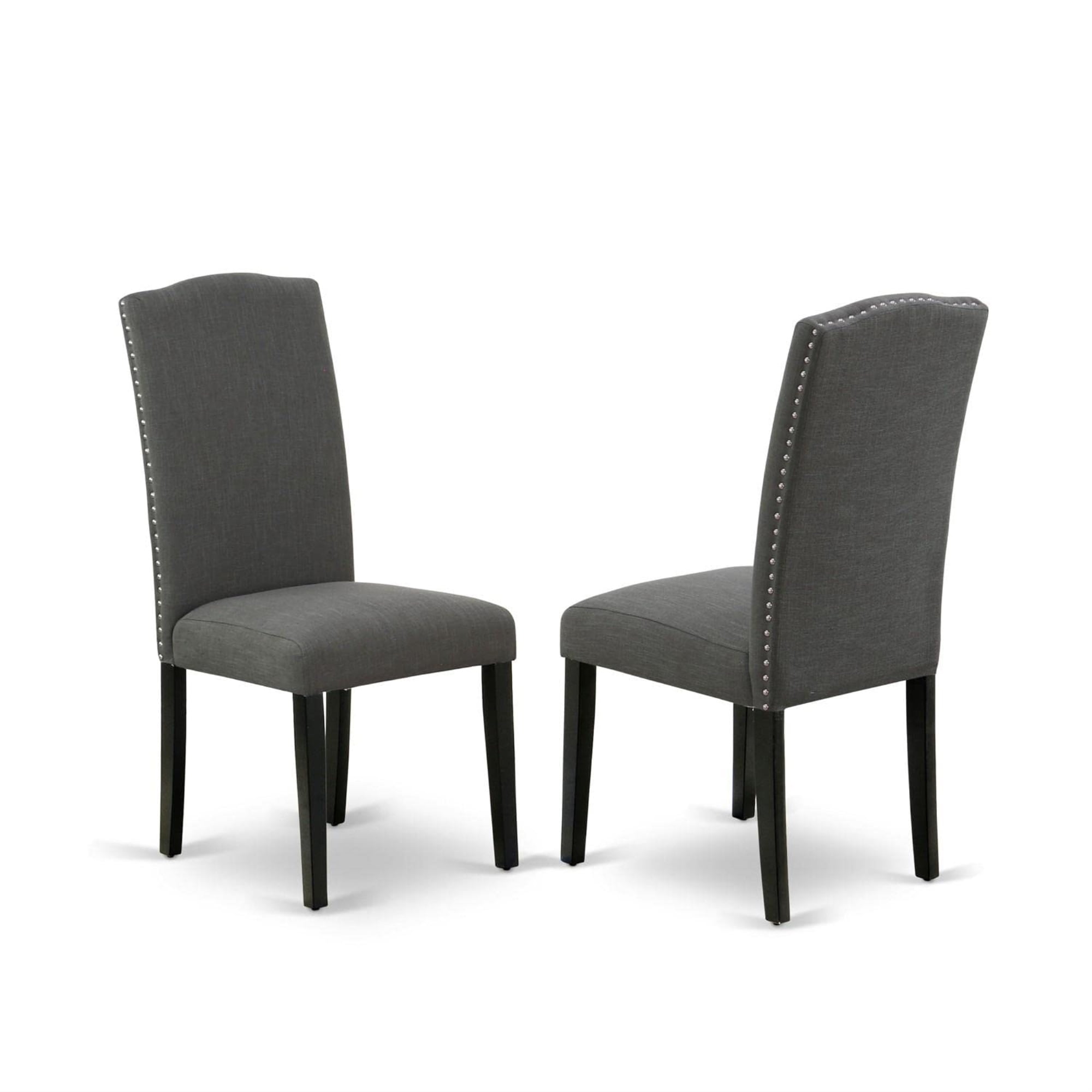 Delightful Set of 2 Parsons Chairs | Linen Fabric-Dark Gotham Grey ...