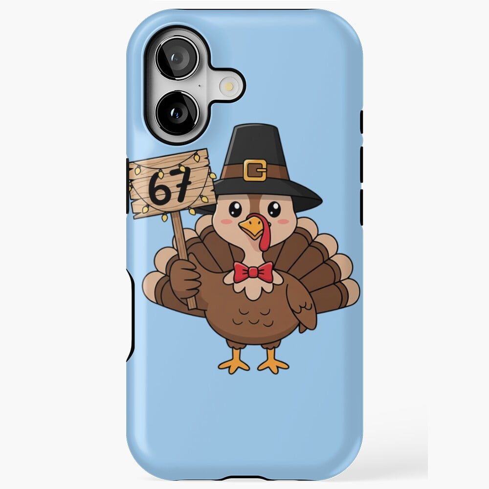 Delightful Turkey with Pilgrim Hat Holding Sign Case for iPhone 17 11 ...