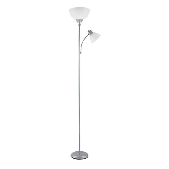 Delilah 72 in. Silver Torchiere Floor Lamp with Adjustable Reading ...