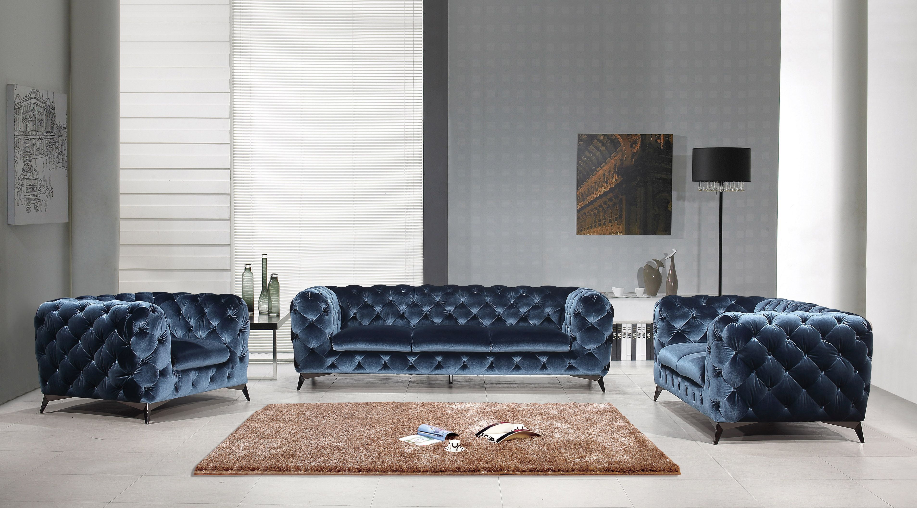 Delilah Blue Fabric Sofa Set - Walmart.com