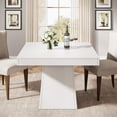 Delilah Modern White Wood 31.5 in. Pedestal Square Kitchen Dining Table ...