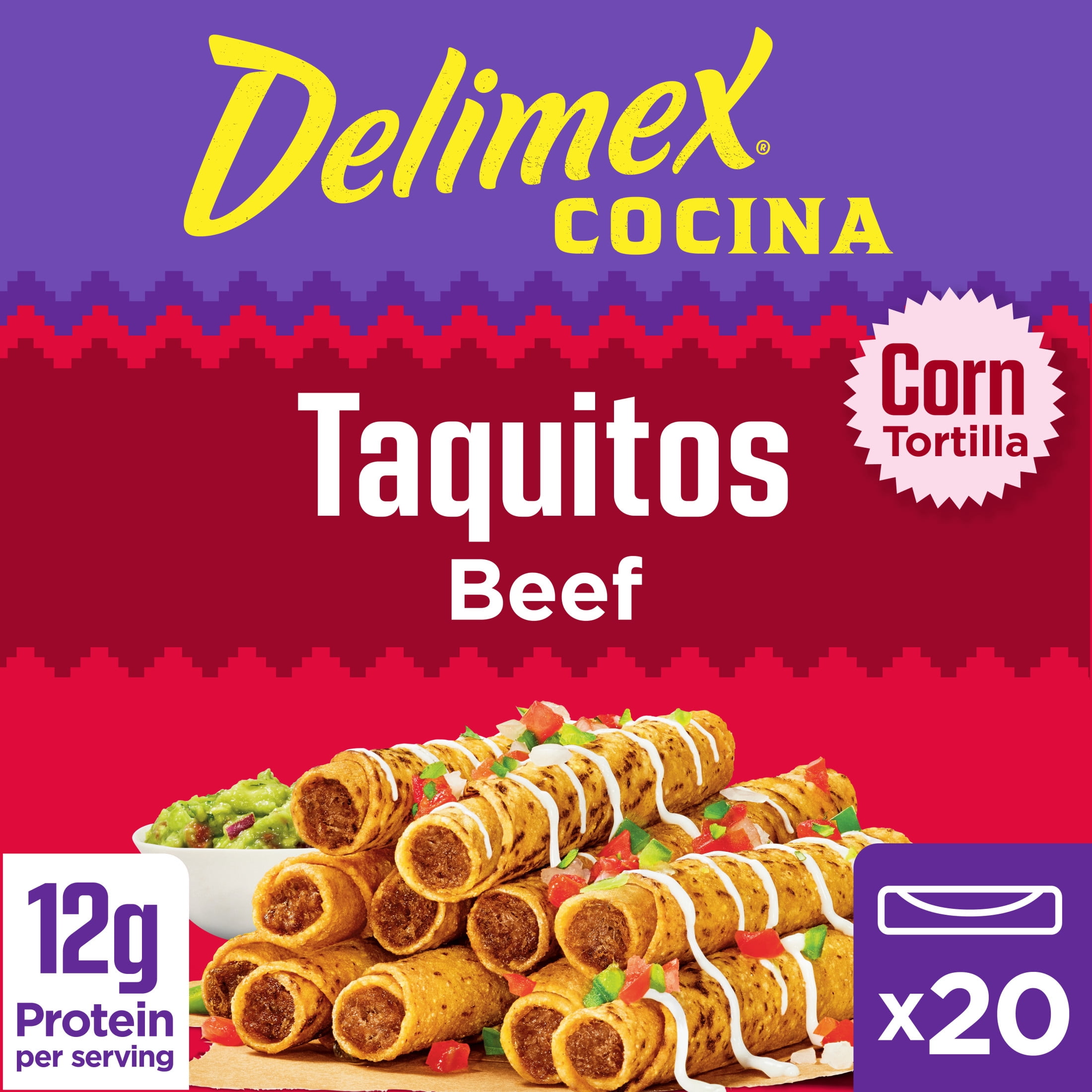 Delimex Beef Taquitos Frozen Snacks, 20 Count Box - Walmart.com