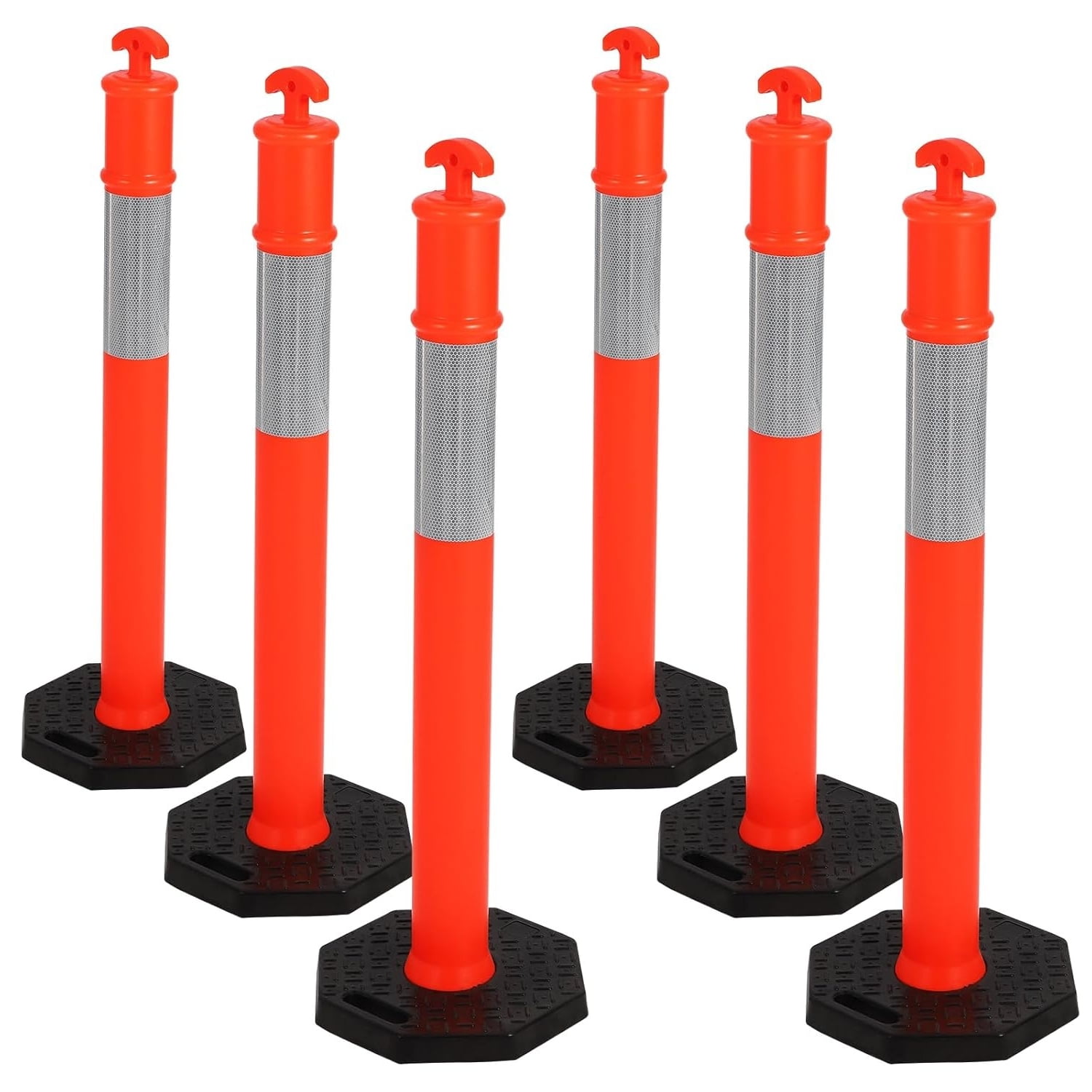 Delineator Post with Base 6 Pack, 45 Inch Portable Orange Traffic ...