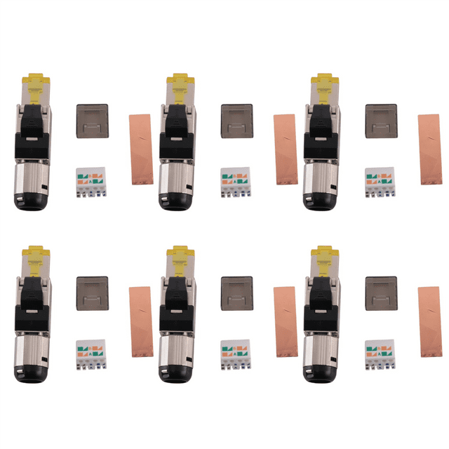 Qilidiba 6 Pack Tool Free Shielded Rj45 Cat 8 Cat8 Field Termination Plug Cat8 Connector Cat8