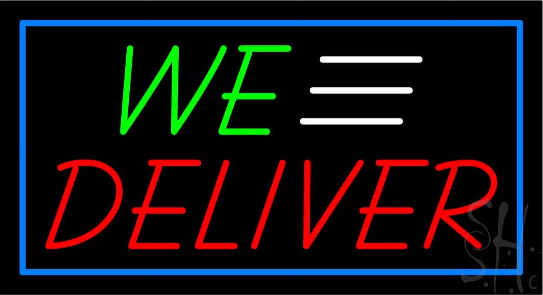 We Deliver Yellow Rectangle LED Neon Sign 20 x 37 - inches, Black ...