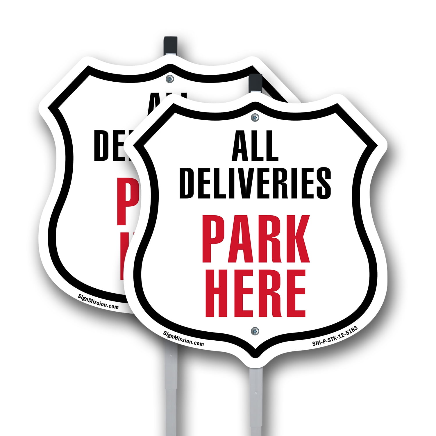 All Deliveries Park Here (2 Pack) 12 inch X 12 inch Shield Shaped ...