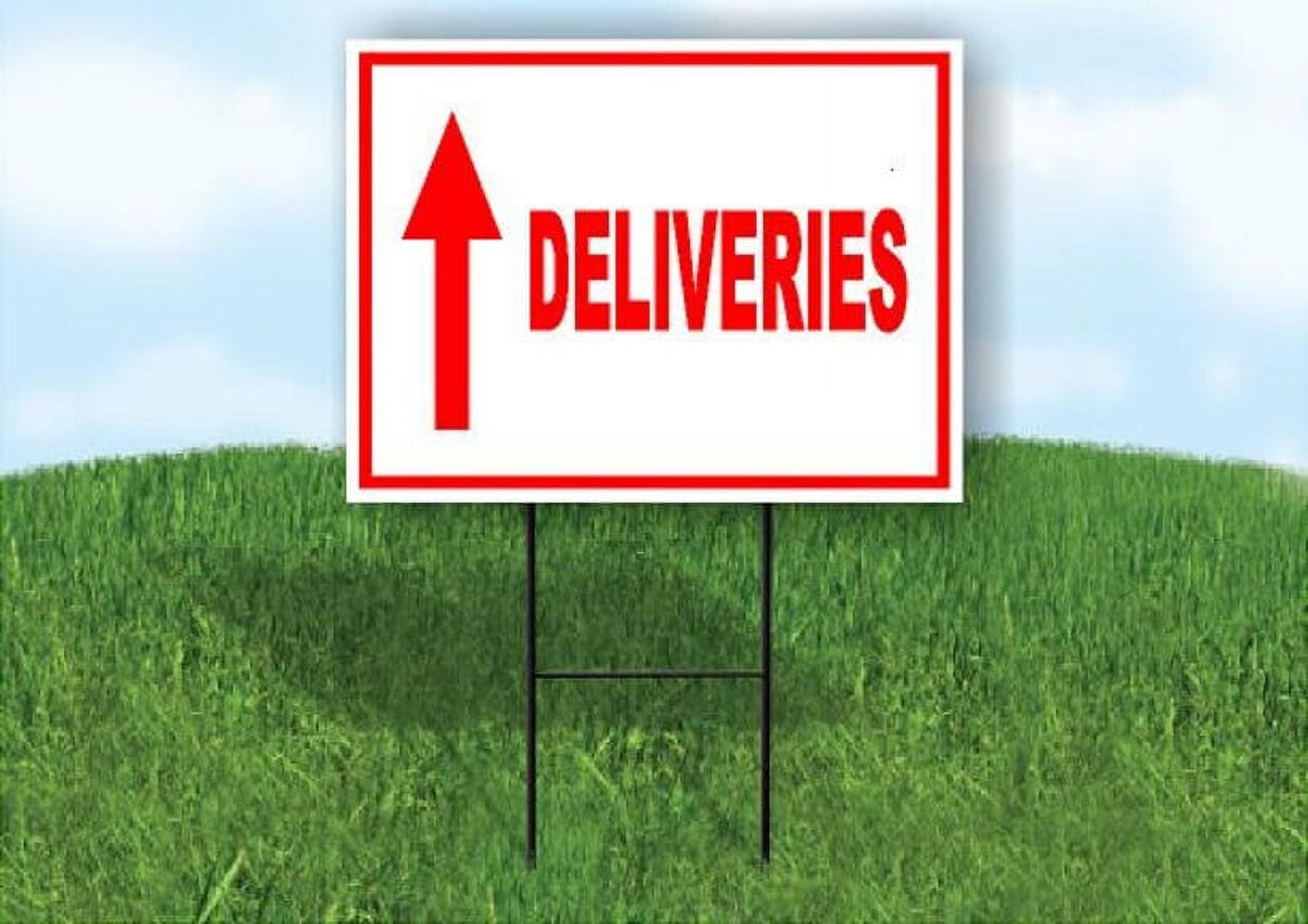 Deliveries Straight Arrow Red Yard Sign Road Sign (Excluding Stand ...