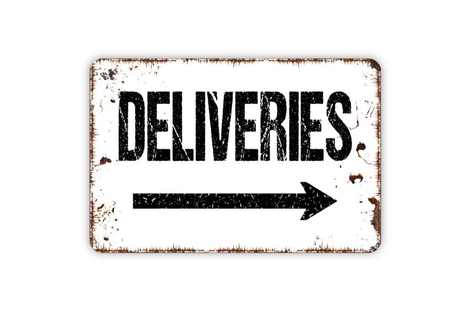Deliveries With Right or Left Arrow Sign - Directional Metal Wall Art ...