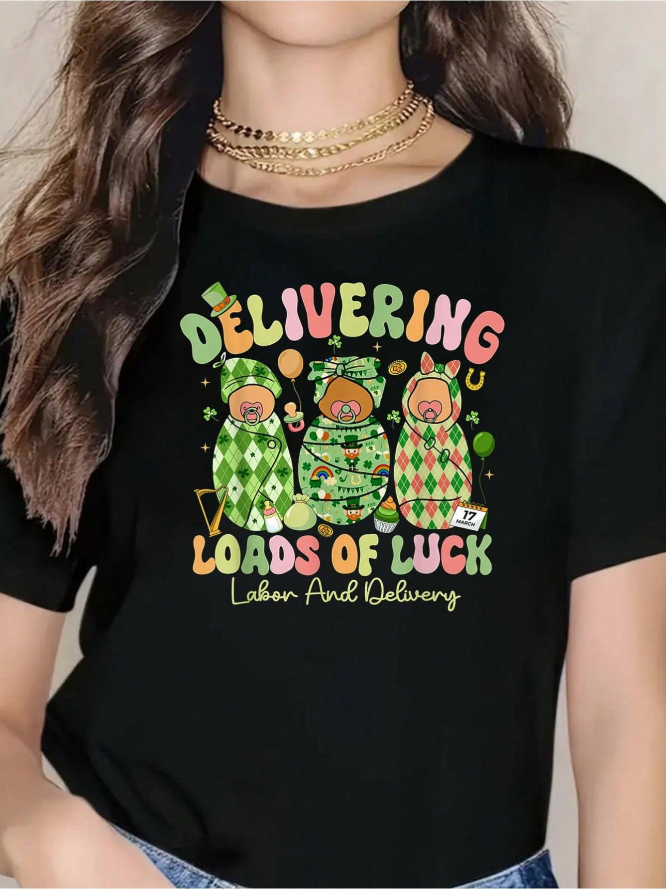 Delivering Loads Of Luck St Patricks Day Labor And Delivery T-Shirt-100 ...