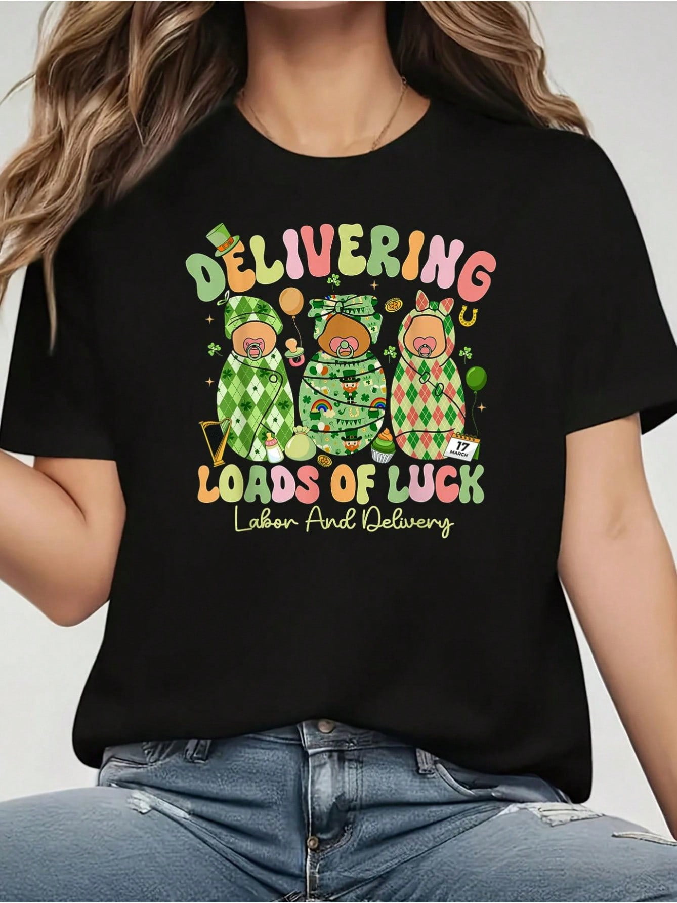 Delivering Loads Of Luck St Patricks Day Labor And Delivery T-Shirt ...