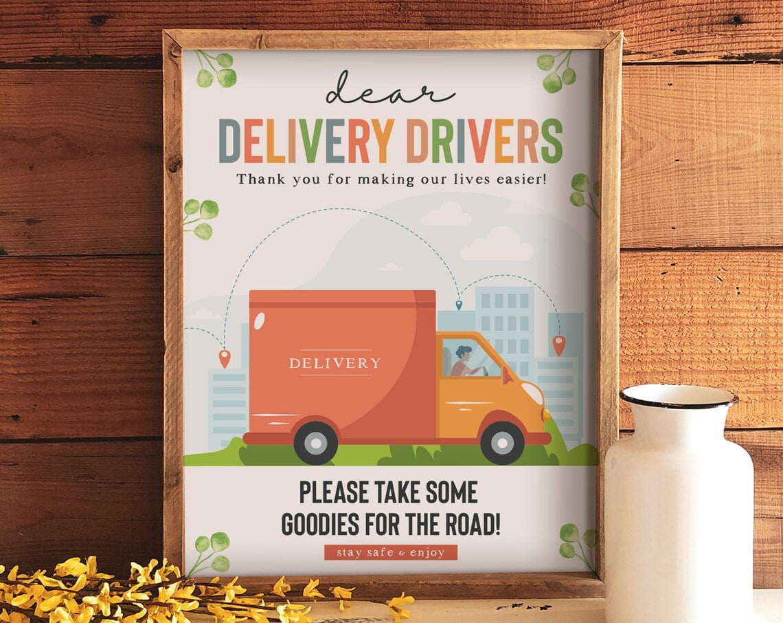 Delivery Driver, Delivery Driver Snack Sign, Delivery Thank You Sign ...