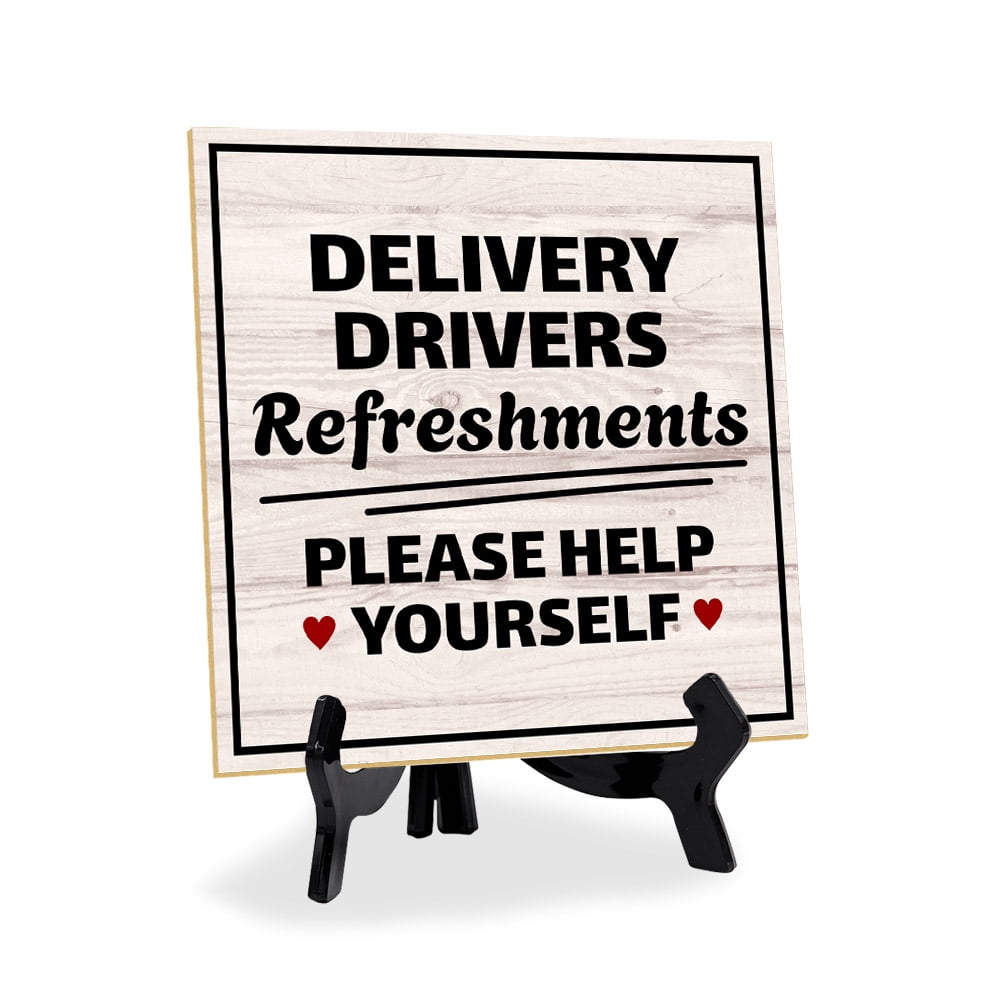 Delivery Drivers Refreshments Please Help Yourself 5"x 5" Square Table ...