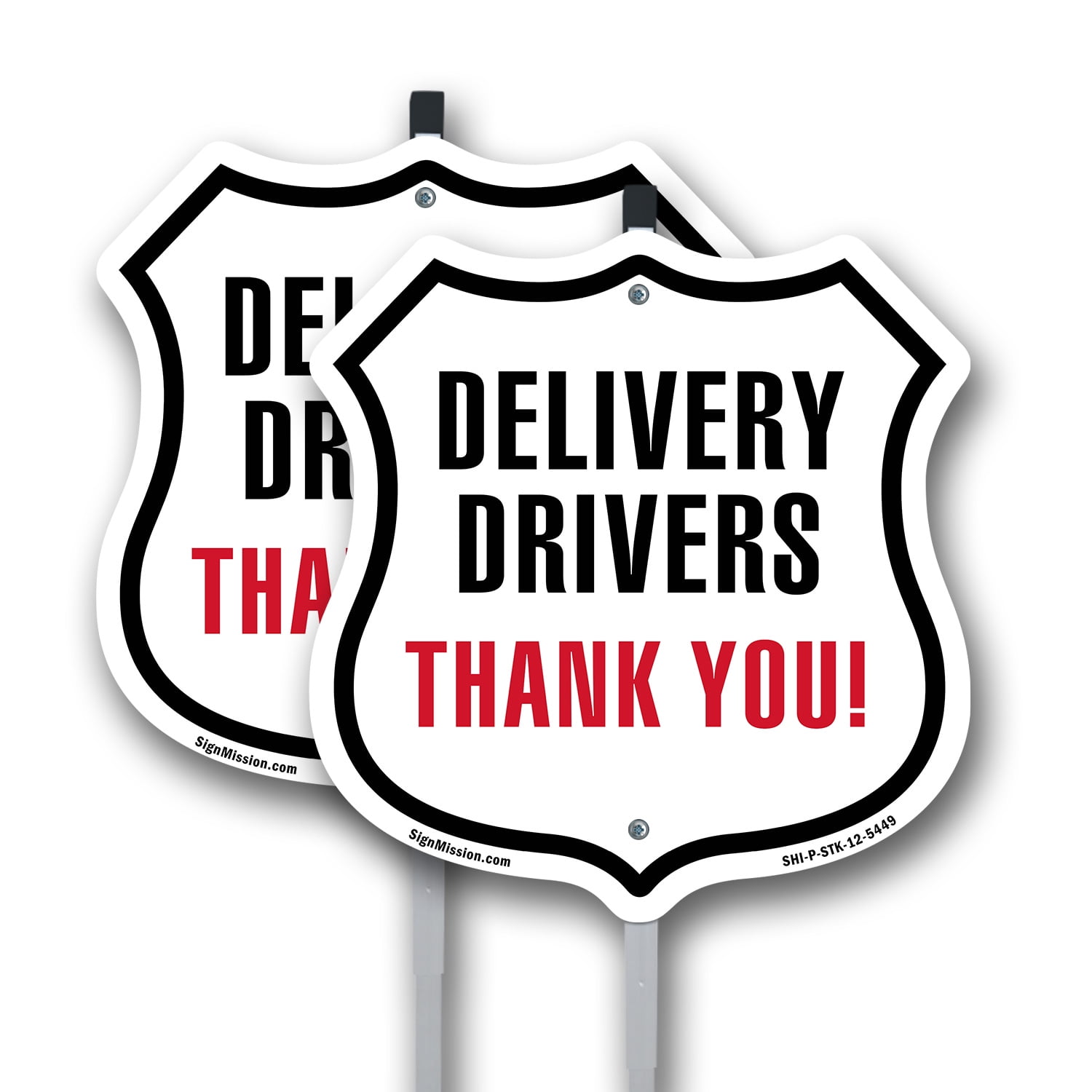 Delivery Drivers Thank You (2 Pack) 12 inch X 12 inch Shield Shaped ...