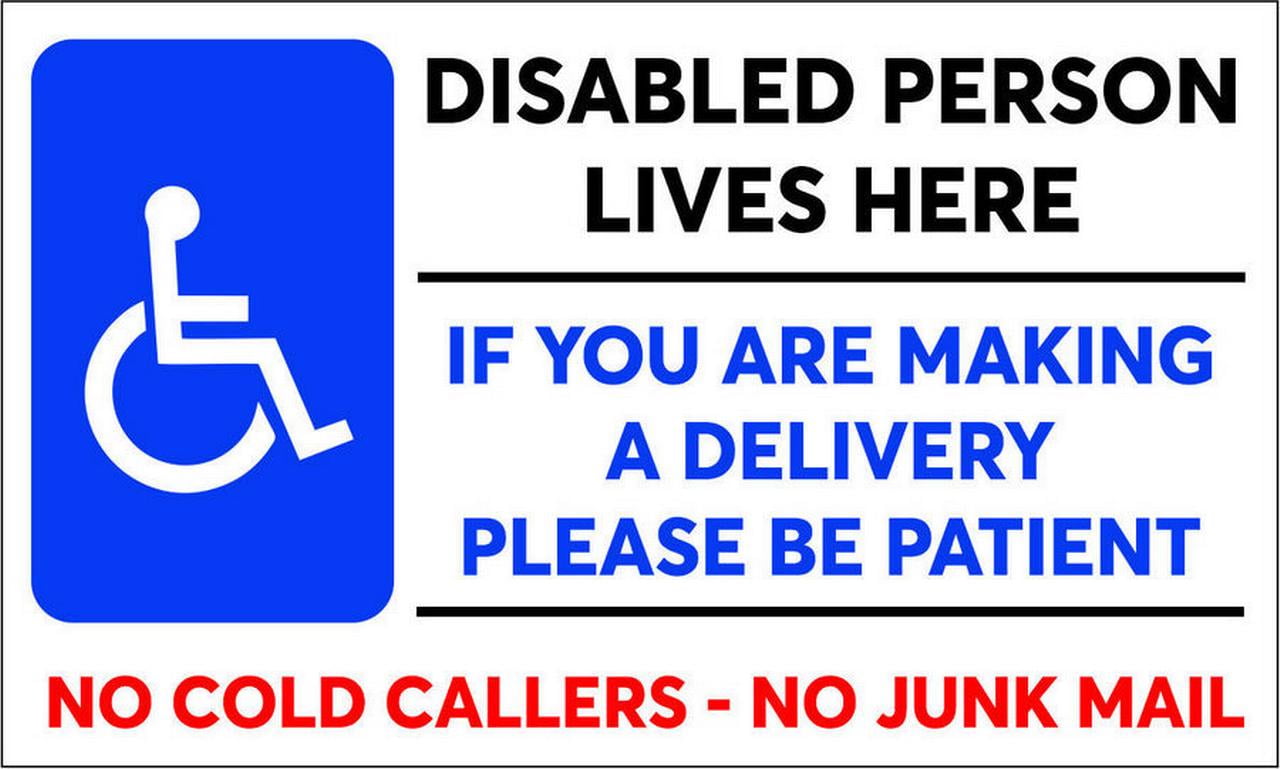 Delivery Metal Aluminum Sign for disabled person, no cold callers ...