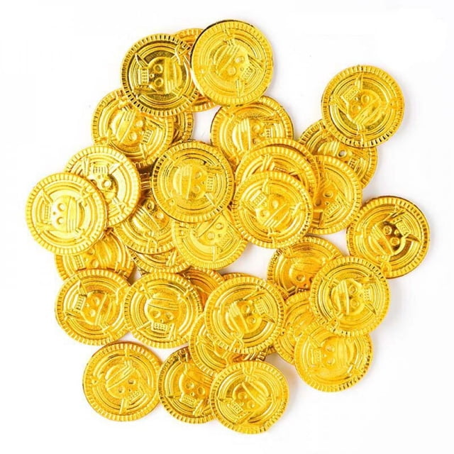 Delivery On Time!!100 Pirate Gold s Halloween Plastic Fake Gold ...