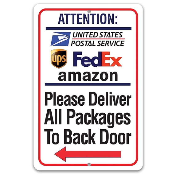 Delivery Sign for Package and Box Deliveries - Deliver to Back Door ...