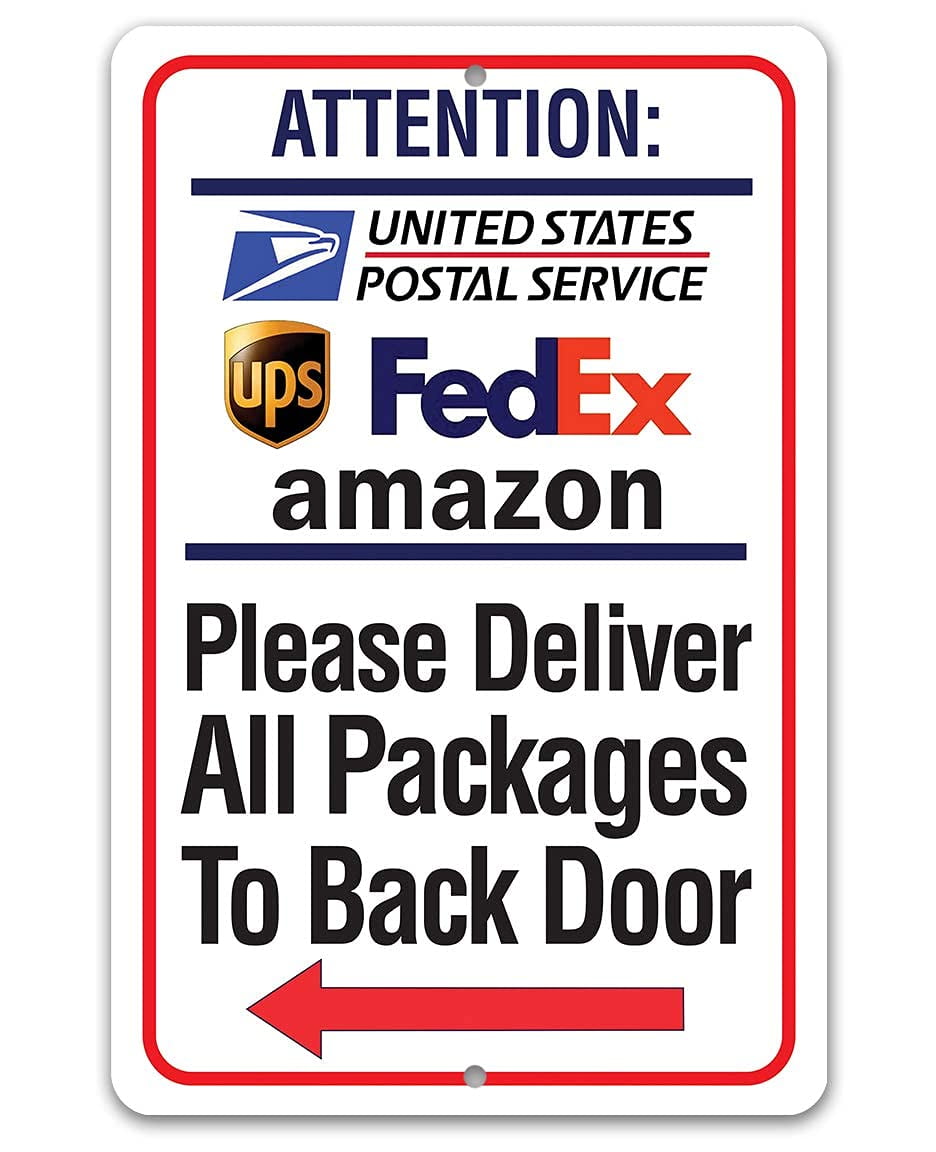 Delivery Sign for Package and Box Deliveries - Deliver to Back Door ...