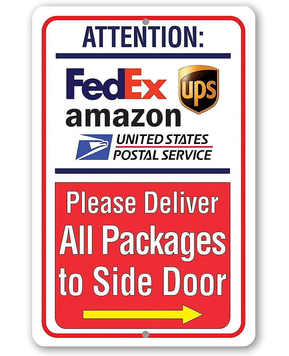 Delivery Sign for Package and Box Deliveries - to Side Door (Pointing ...