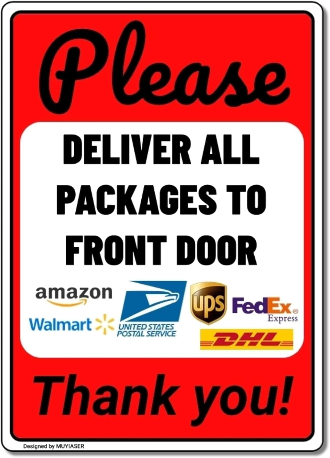 Delivery Sign Please Deliver All Packages to Front Door Yard Sign ...