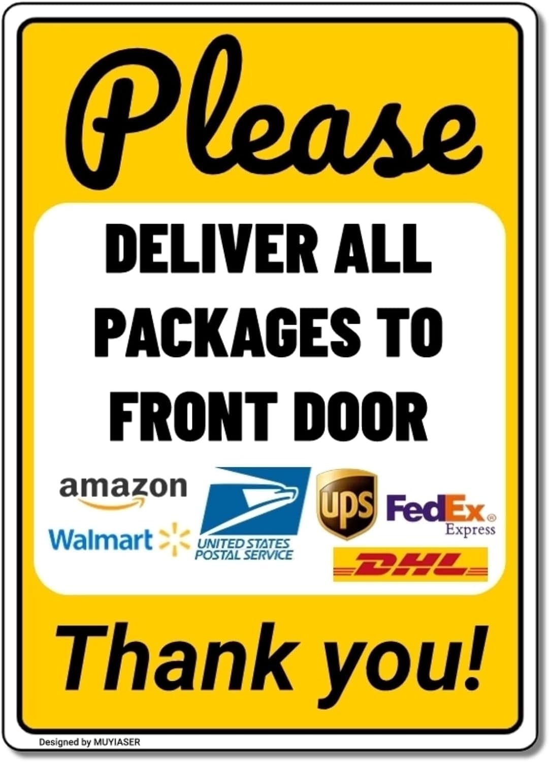 Delivery Sign Please Deliver All Packages to Front Door (Yellow ...