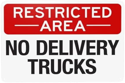 No Delivery Trucks Warning Sign, Truck Safety Security Metal Signs for ...