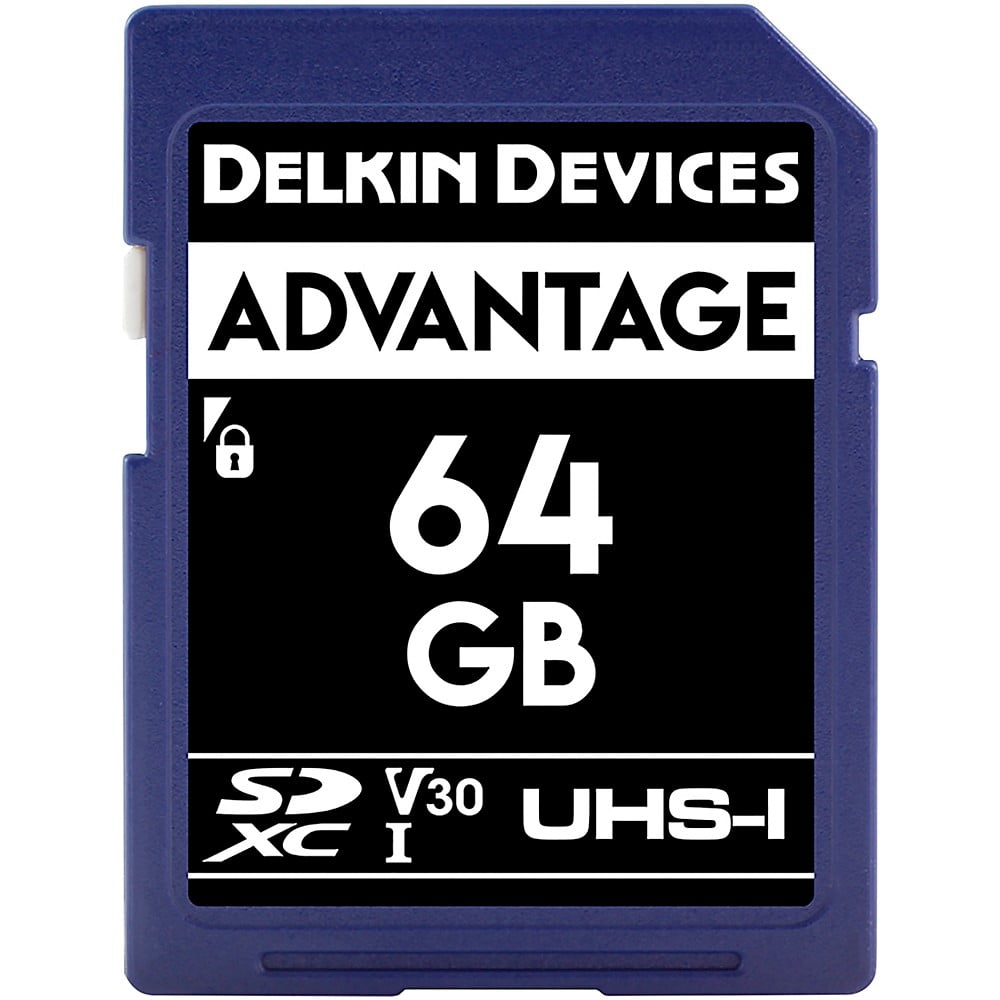 Delkin Devices Advantage 64GB UHS-I Class 10 U3 V30 SDXC 633x Memory ...