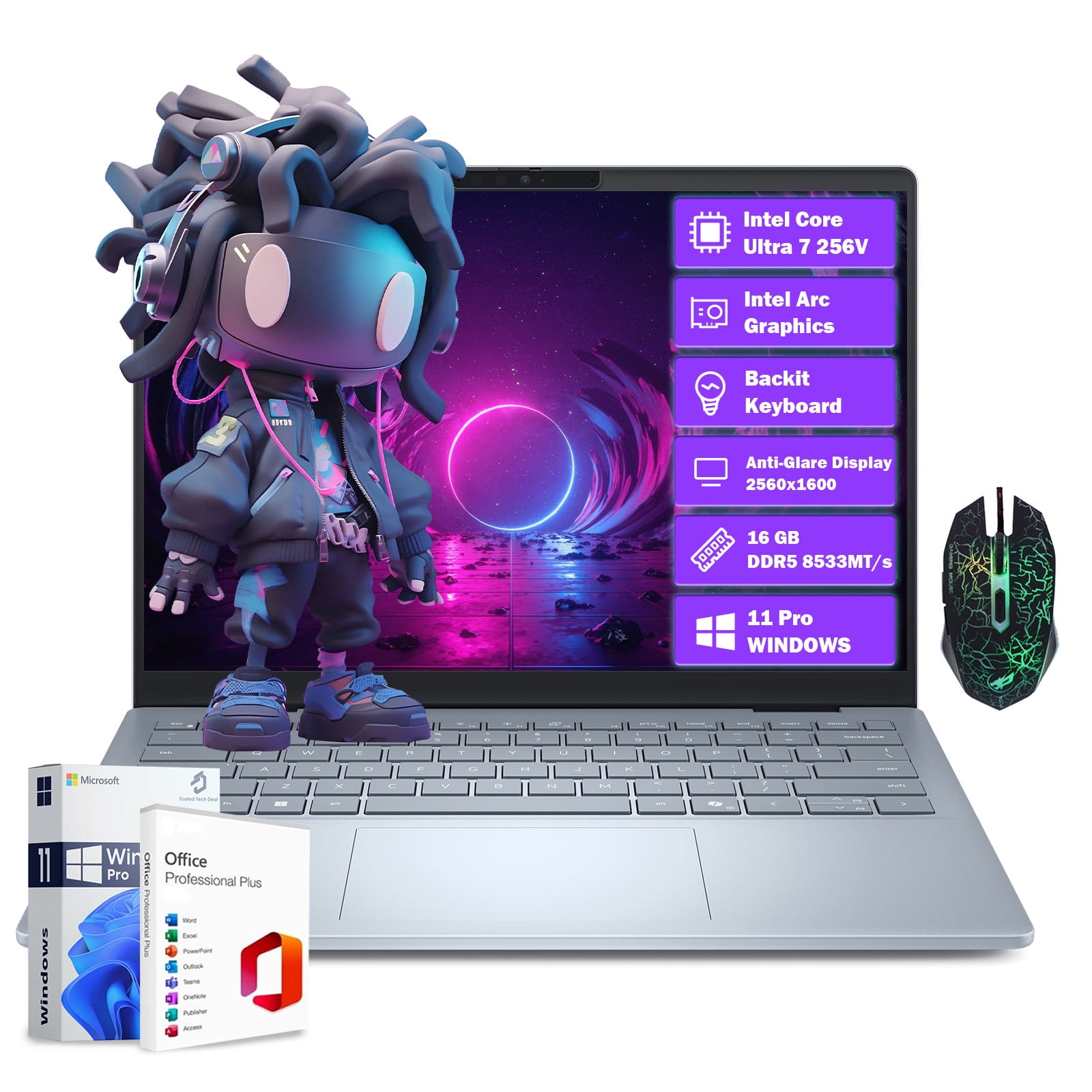 Dell 14 DB14250 Plus Laptop, 14" 2.5K Anti-Glare Laptops, Intel 8-Core ...